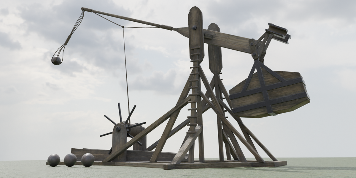 Animated Low Poly Trebuchet - Blender Market