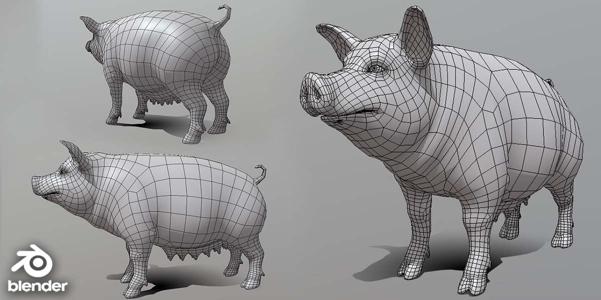 Female Pig - Topology + Uv Map - Blender Market