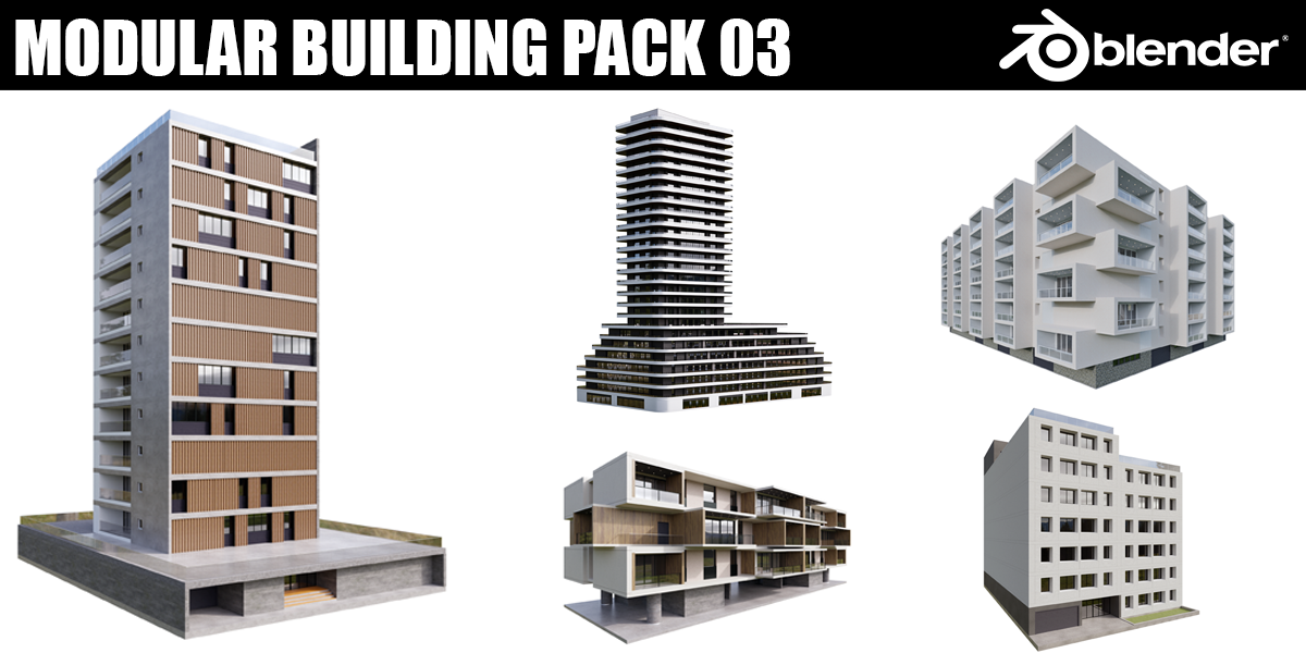 Modular Building Pack 3 - Blender Market