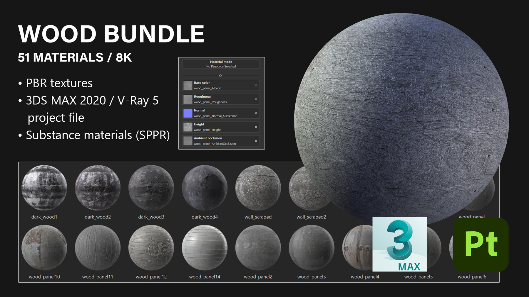 P.B.R Wood Bundle - 51 8K Seamless Textures - Blender Market