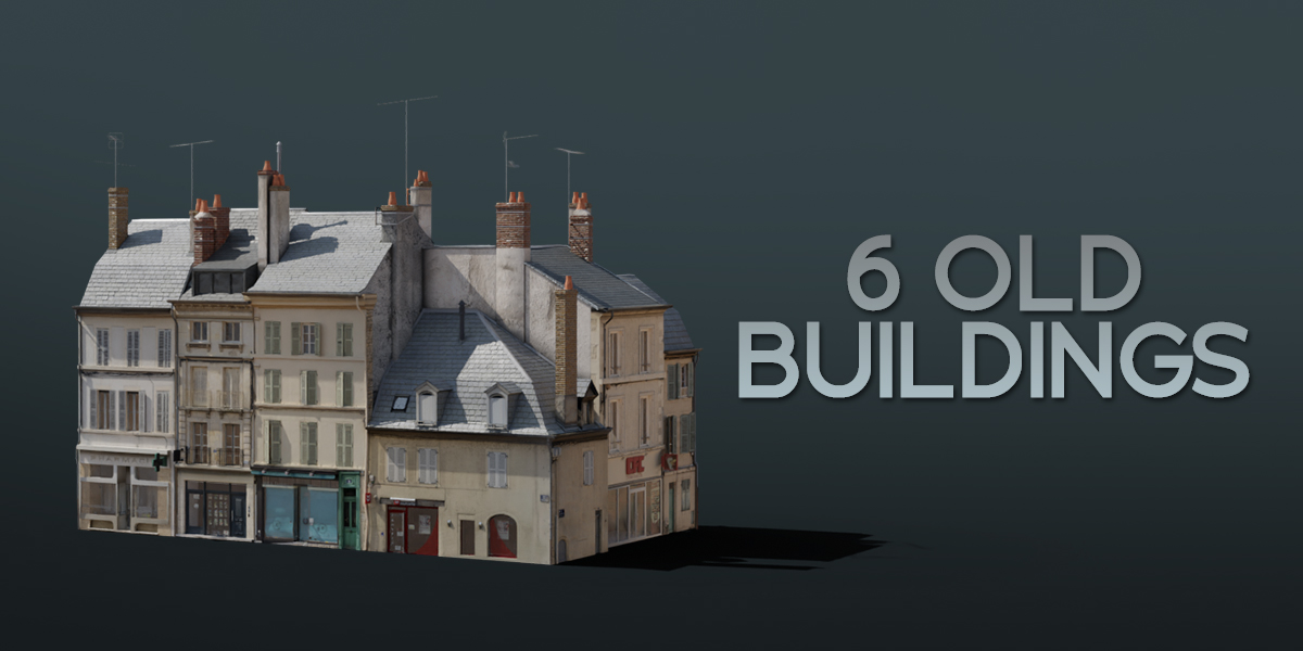Old french buildings set - Blender Market