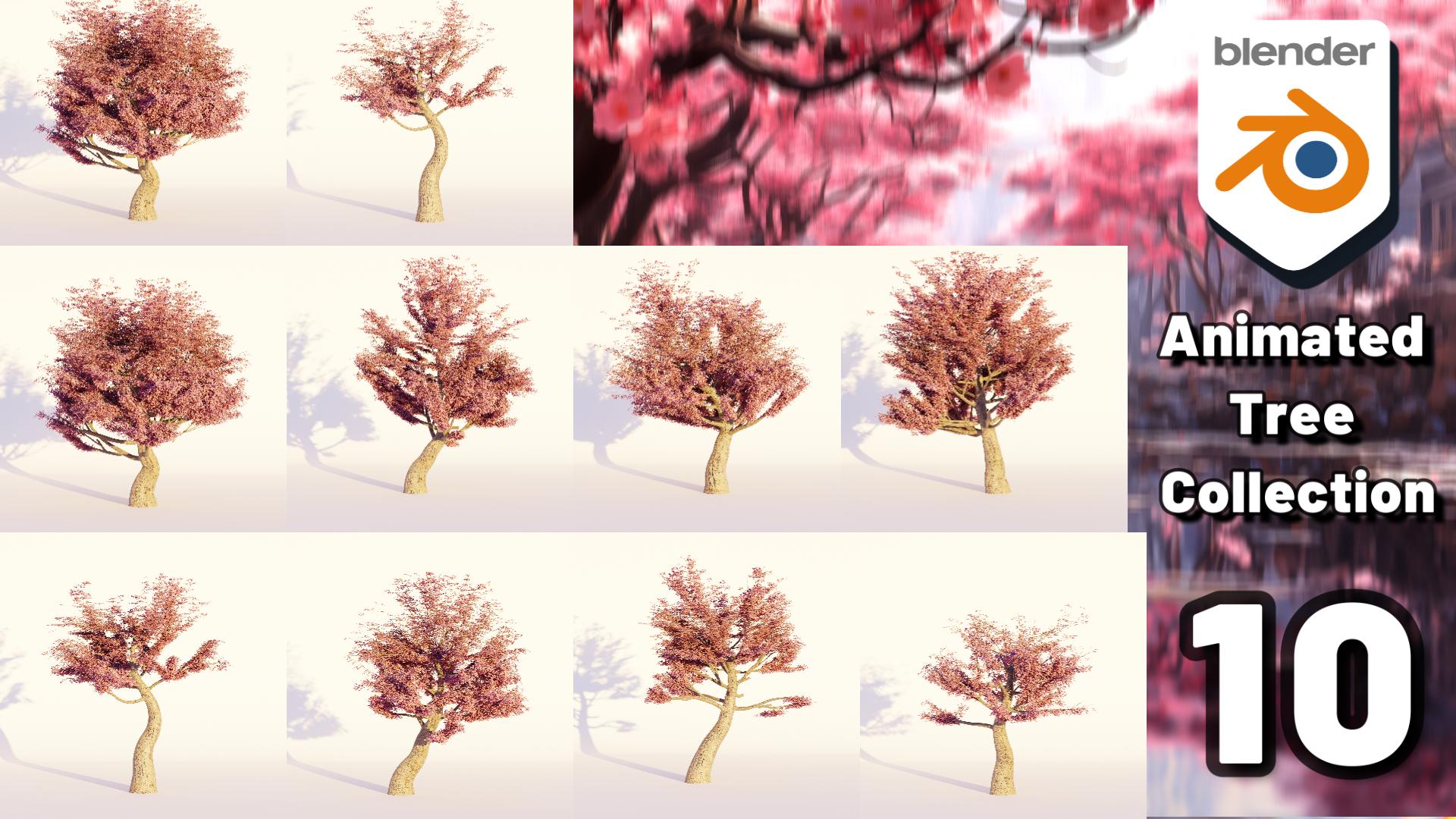 Japan Cherry Blossom Tree pack (10 trees) - Blender Market