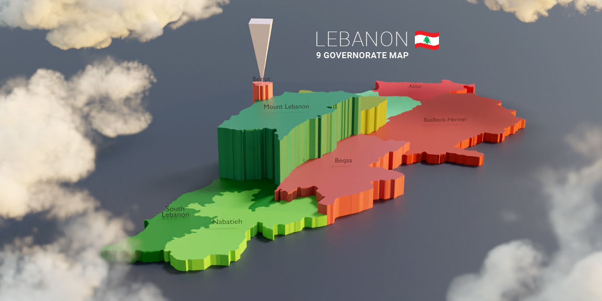 Lebanon 9 Governorates Map (3D + Pre-rendered Images) - Blender Market