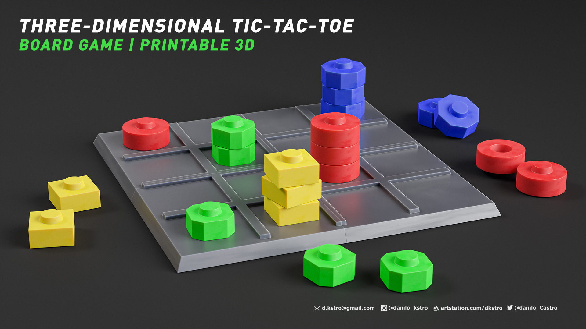 Three-Dimensional Tic-Tac-Toe | Board Game - Blender Market