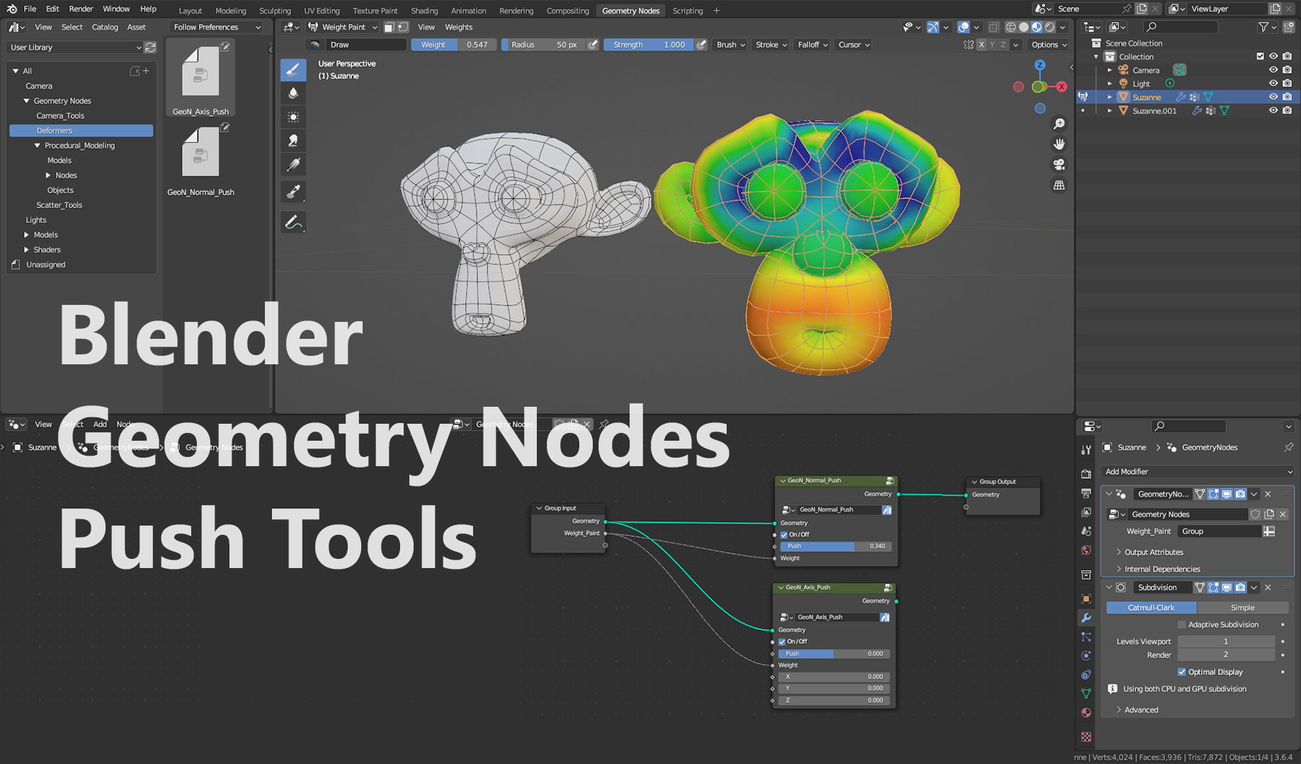 Geometry Nodes Push modeling tools - Blender Market