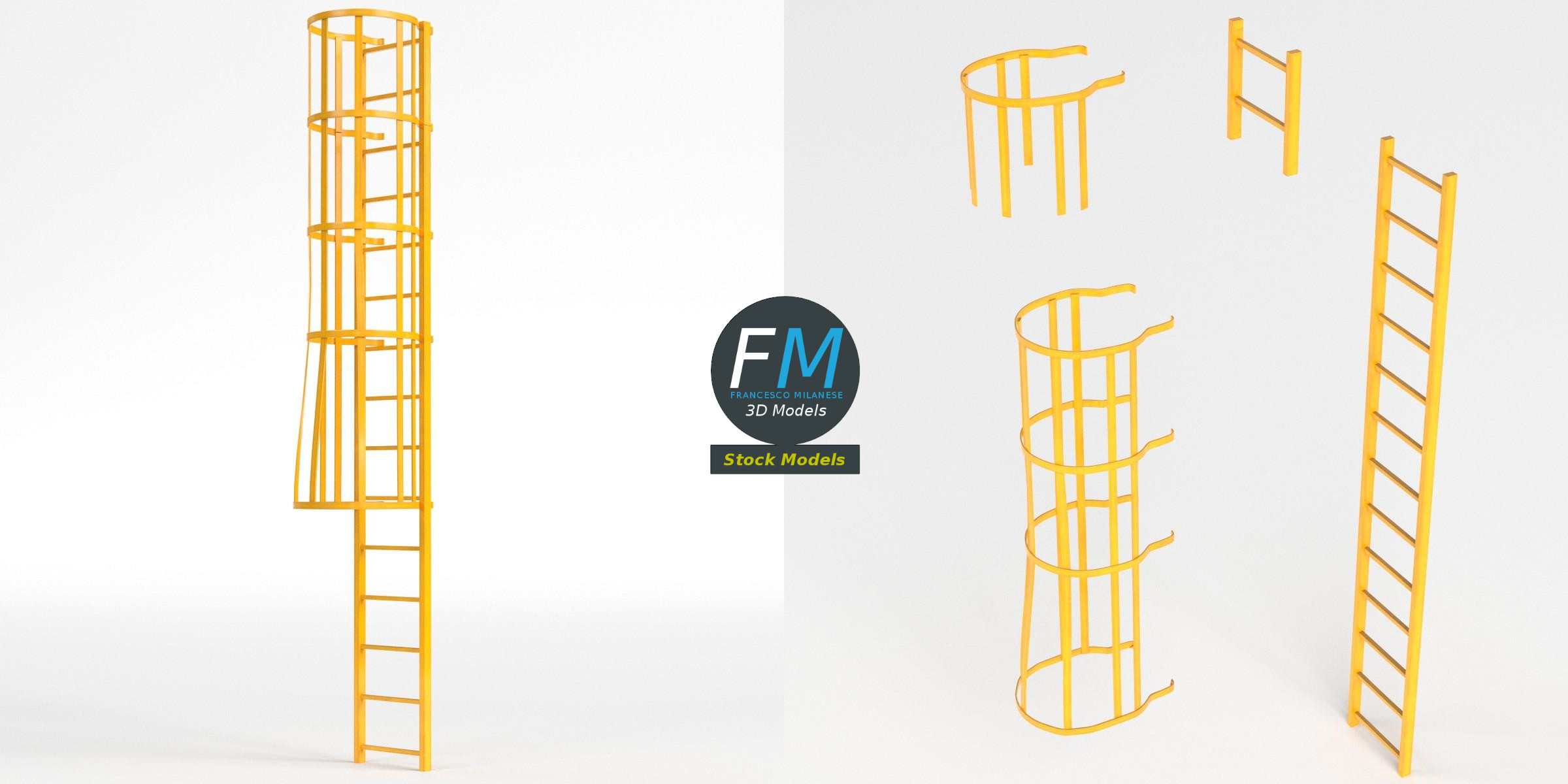Modular ladder with cage - Blender Market