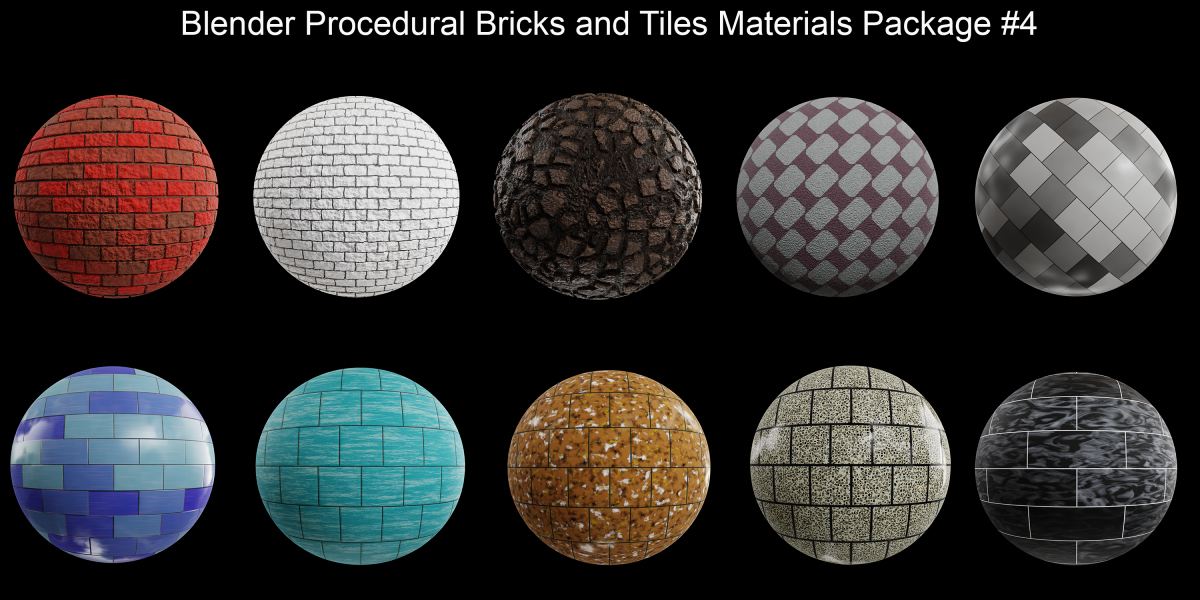 Blender Procedural Bricks and Tiles Materials Package #4 - Blender Market