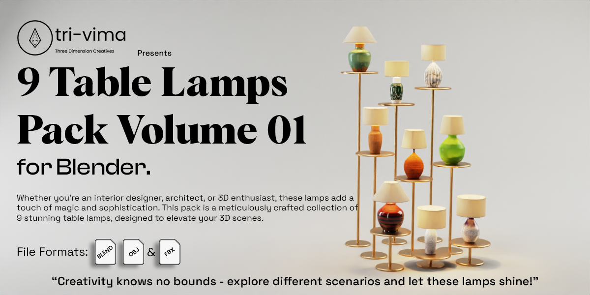 Elegant Illuminations - 9 Table Lamps Pack Vol01 - Blender Market