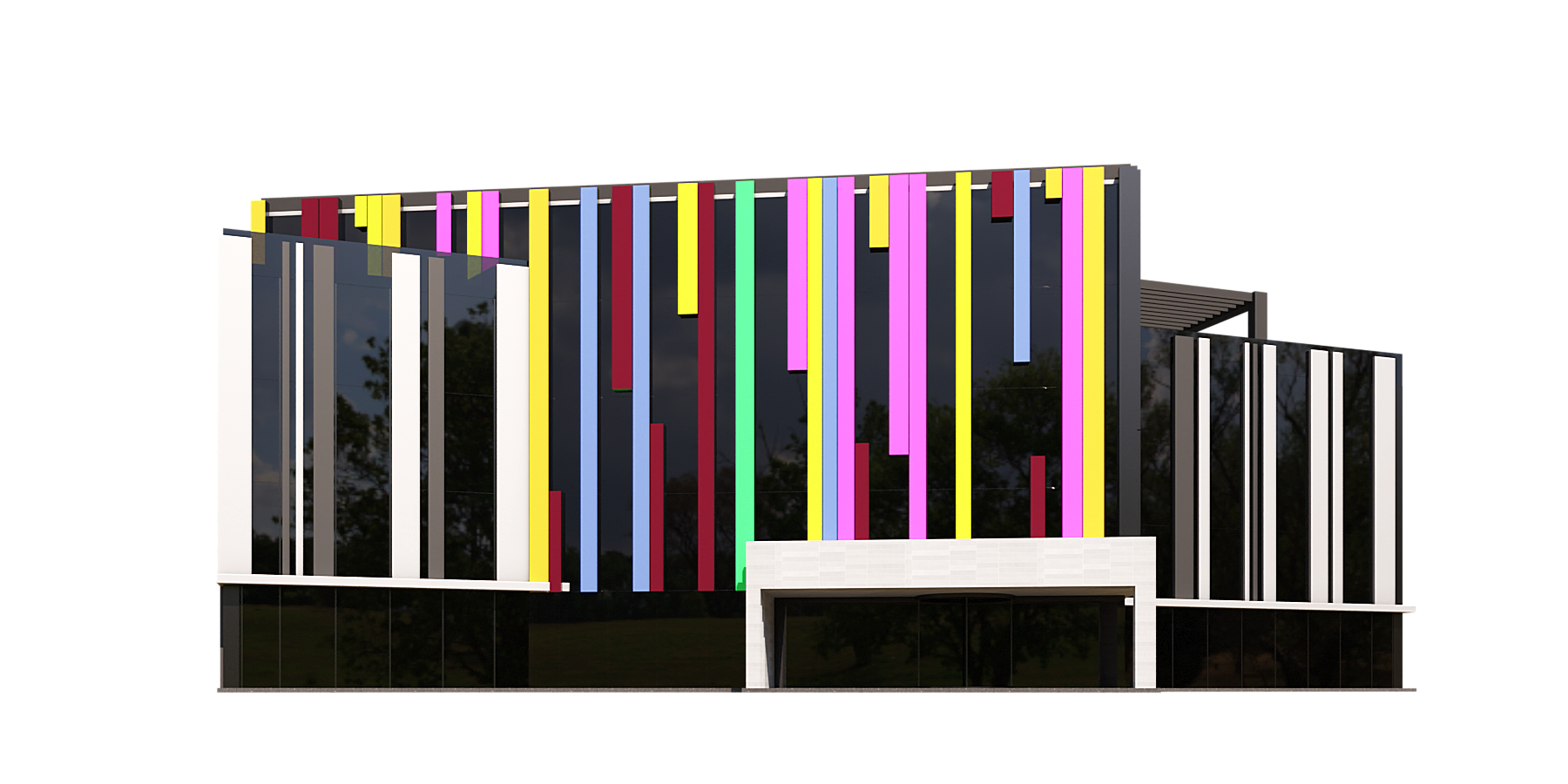 Office Building With Colored Panels - Blender Market