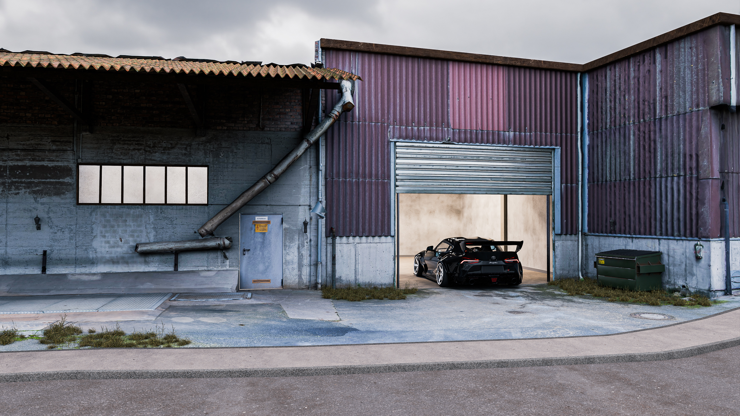 urban garage scene - Blender Market