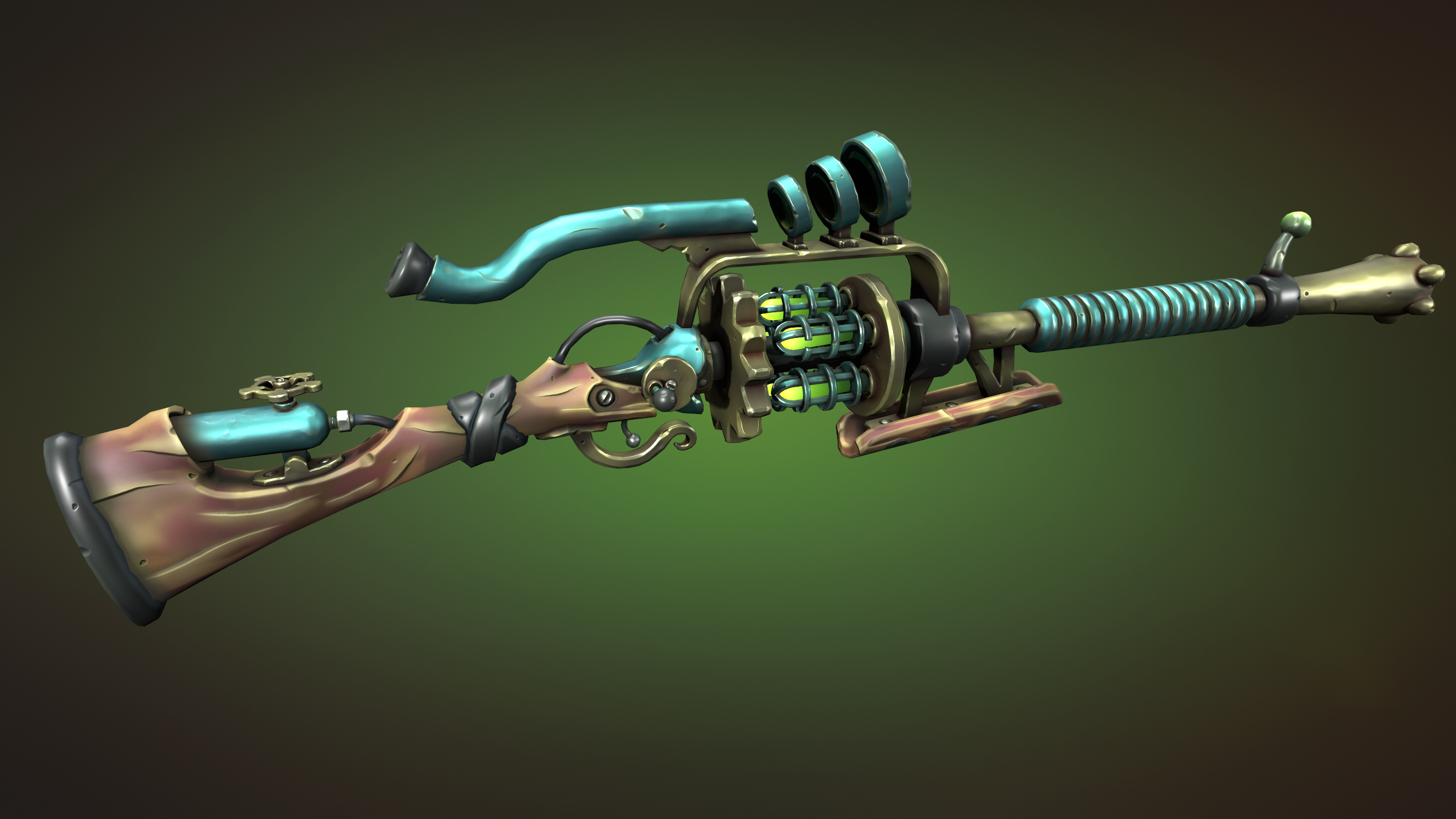 Steampunk rifle - Blender Market