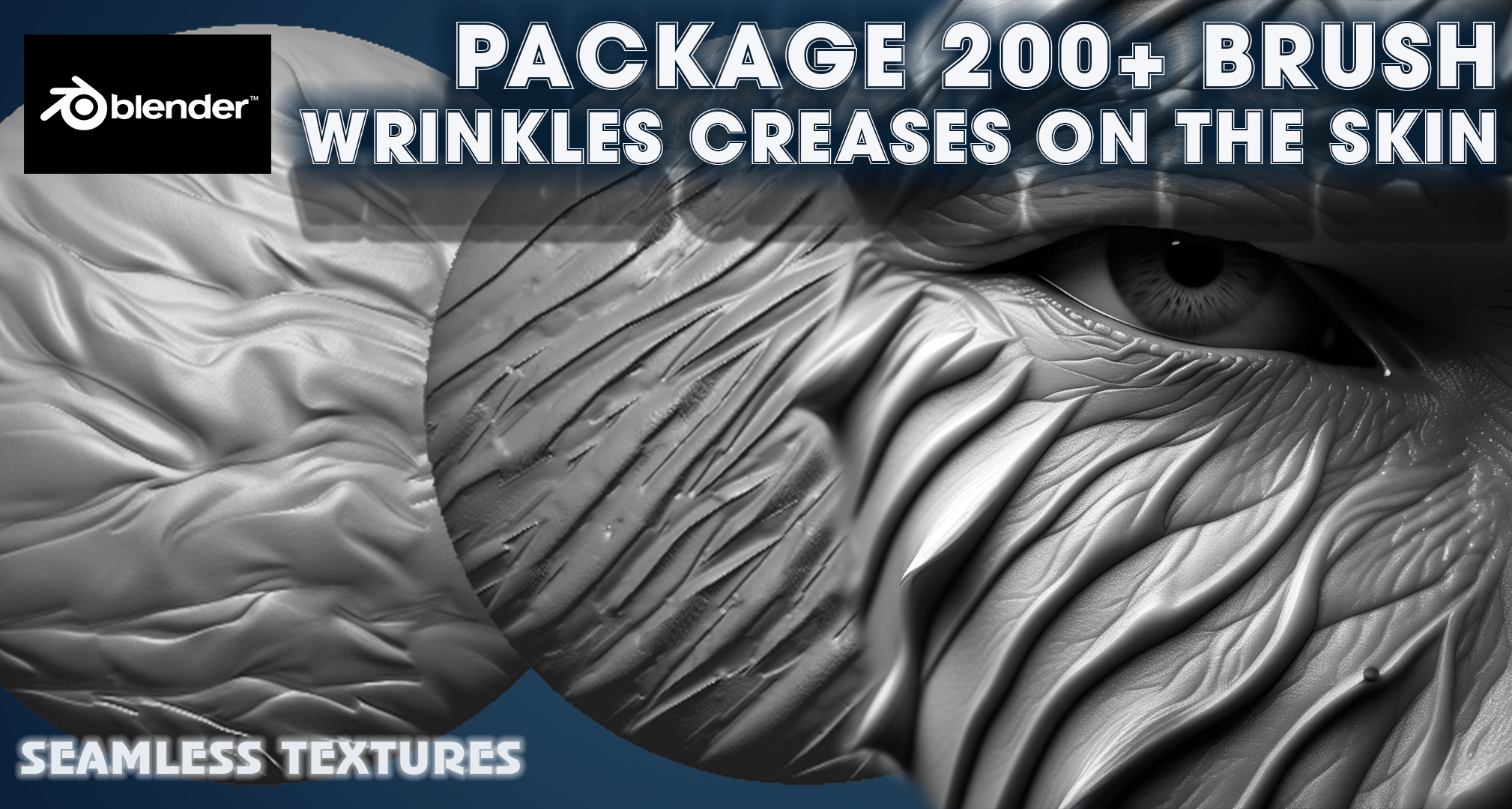 Package 200+ brush wrinkles creases on the skin - Blender Market