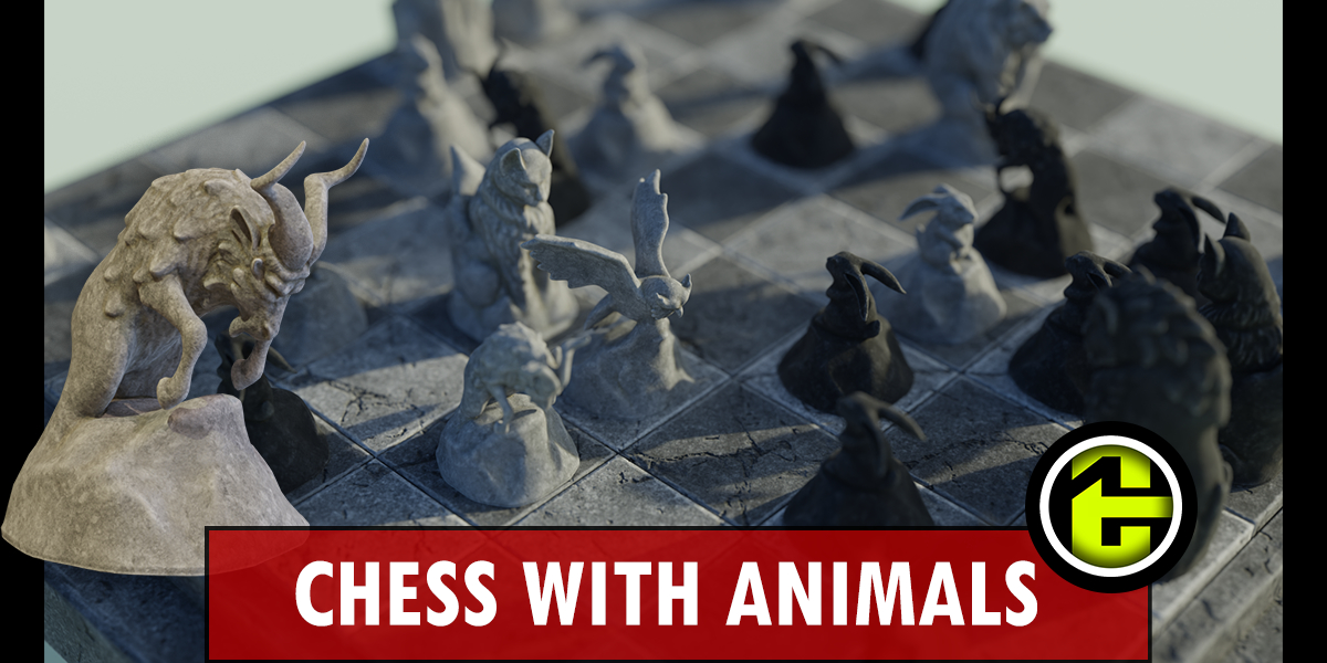 Chess with animal figures Game ready - Blender Market