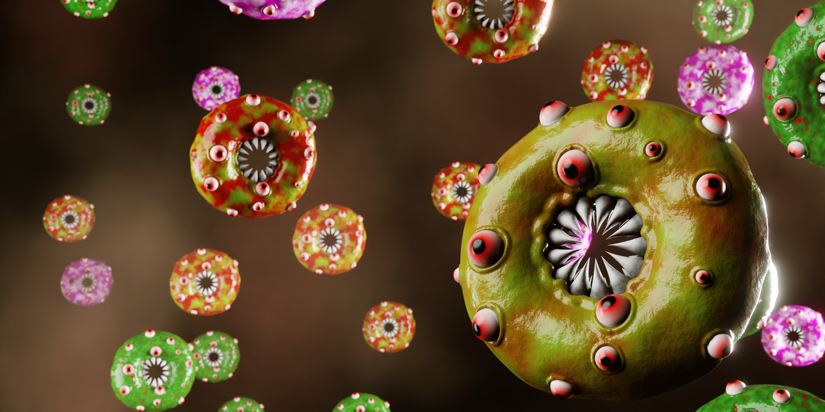 Slimy Monster Donut With Teeth And Eye-Tracking - Blender Market