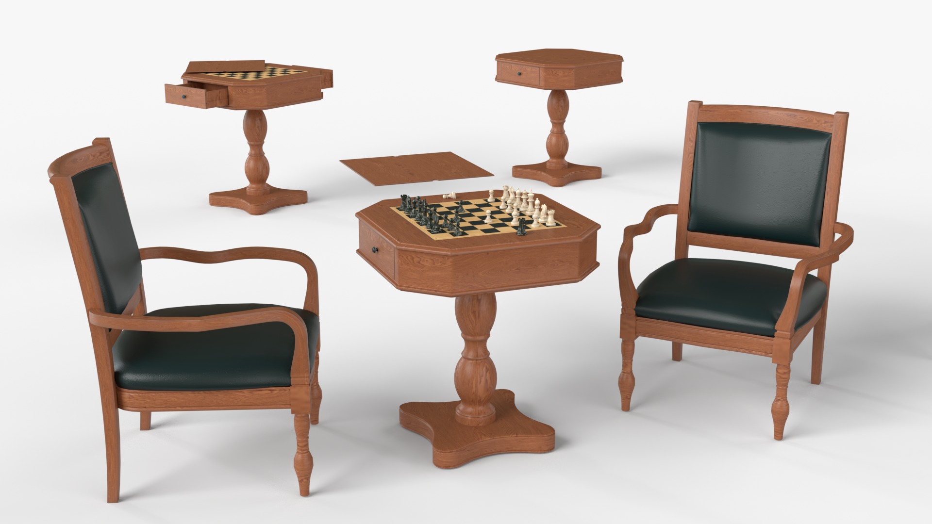 Light Chess, Pedestal Game Table and Chairs - Blender Market