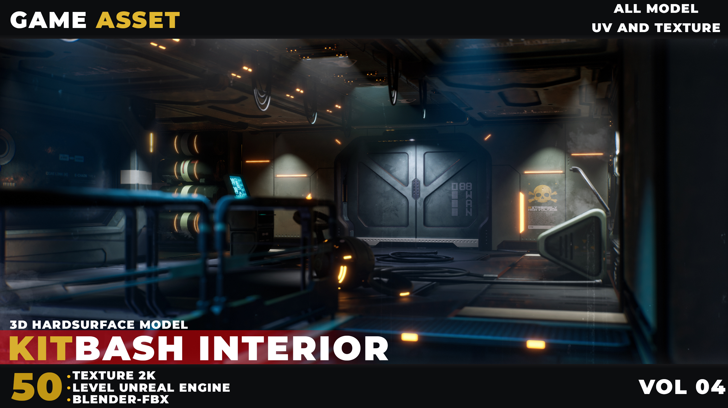 50 SCI-FI INTERIOR KITBASH VOL 04 - Blender Market