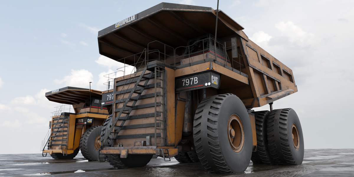 Cat 797B Low-poly mining excavator - Blender Market