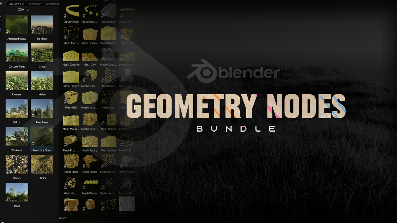 【アドオン紹介】Geometry Nodes Asset Bundle Pack – お得なアドオンパック！ | CGbox