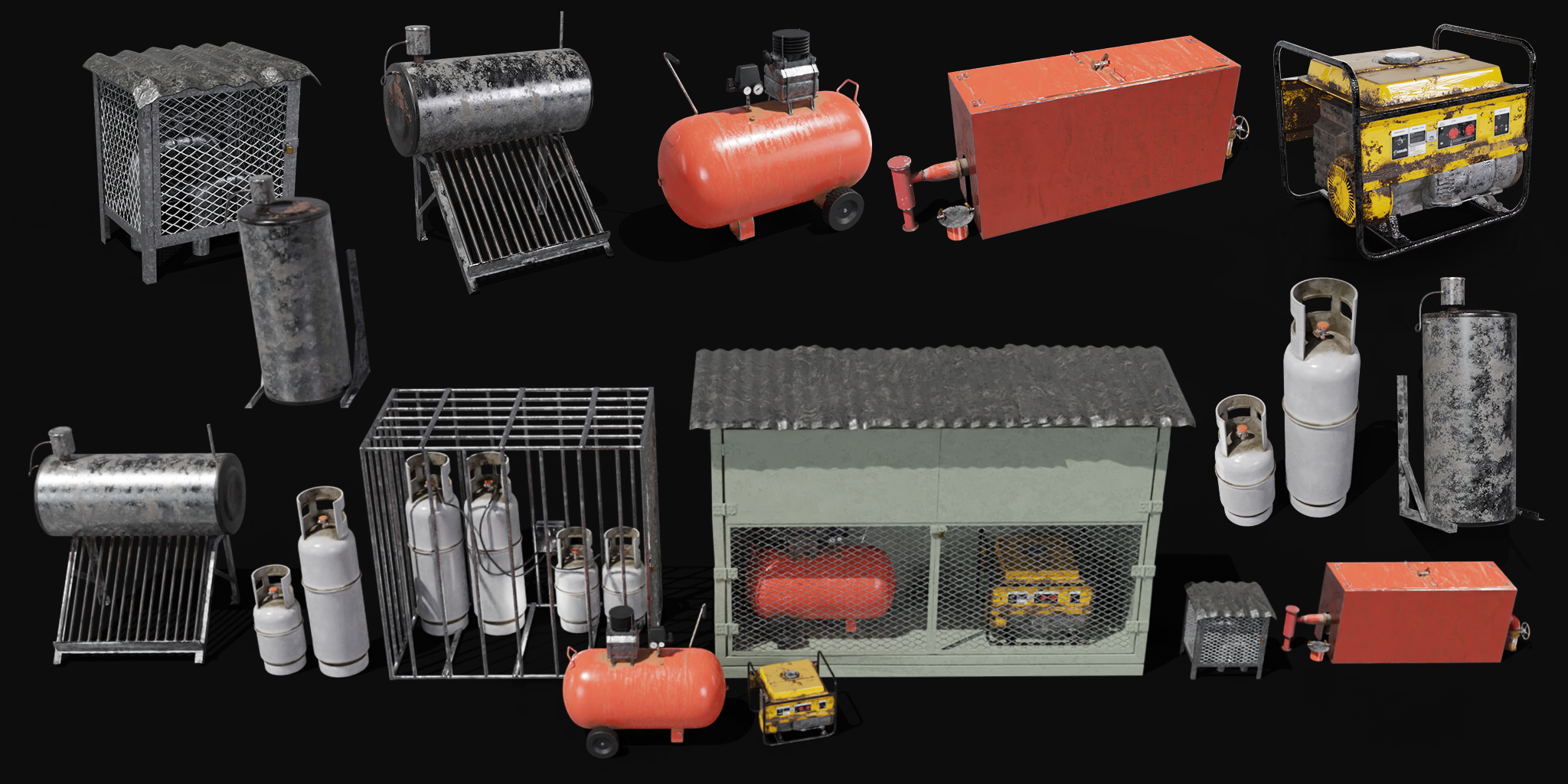 utility 3d assets gas generator heat water pump geyser hot water ...