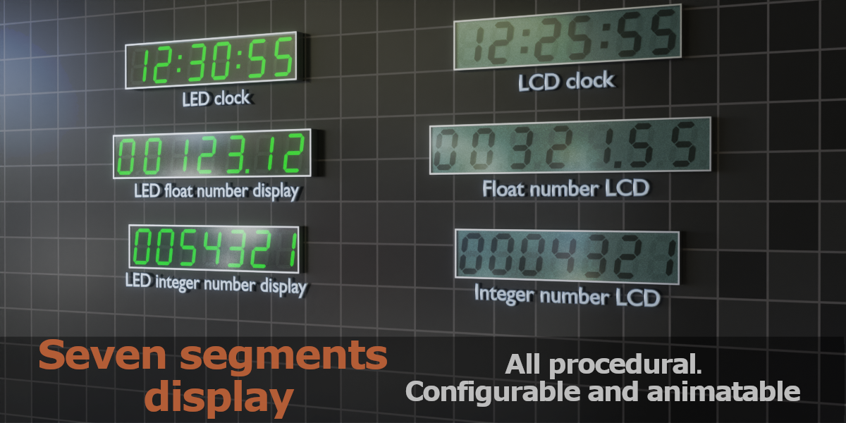 Seven Segments Display Procedural Models Of Lcd Led Displays For Counters Clocks And Number 