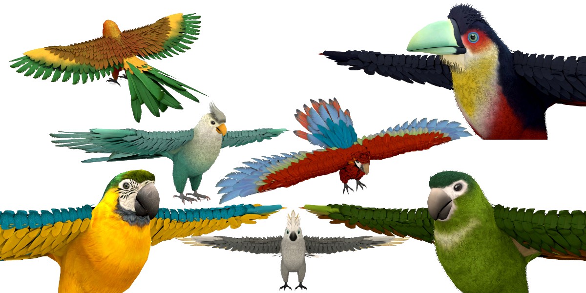 Pack of 7 Birds Rigged 3D Model - Blender Market