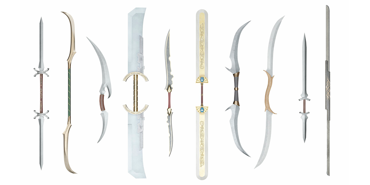 Collection of 10 double swords - Blender Market