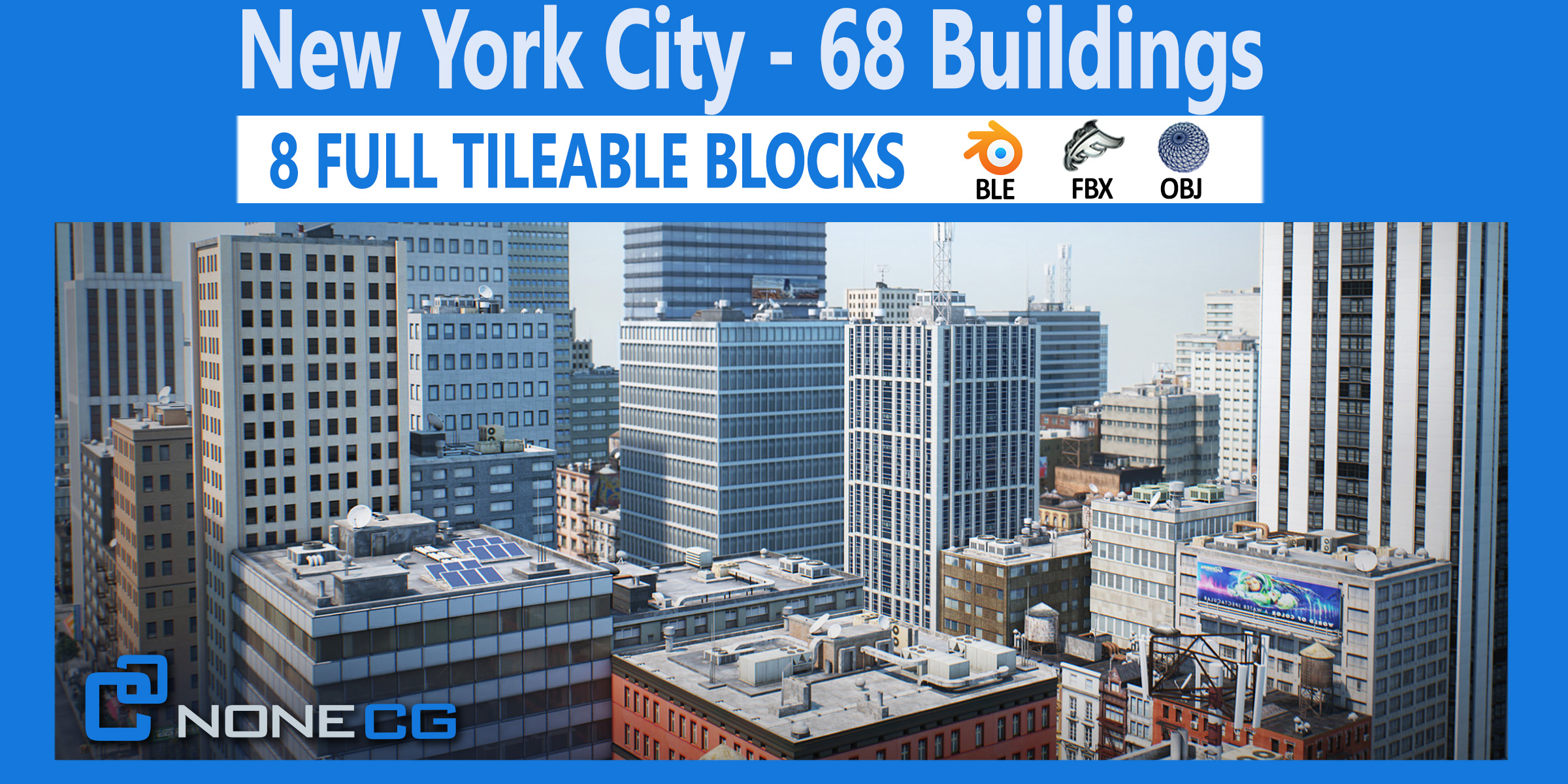 New York City 8 Blocks - 68 Buildings - Blender Market