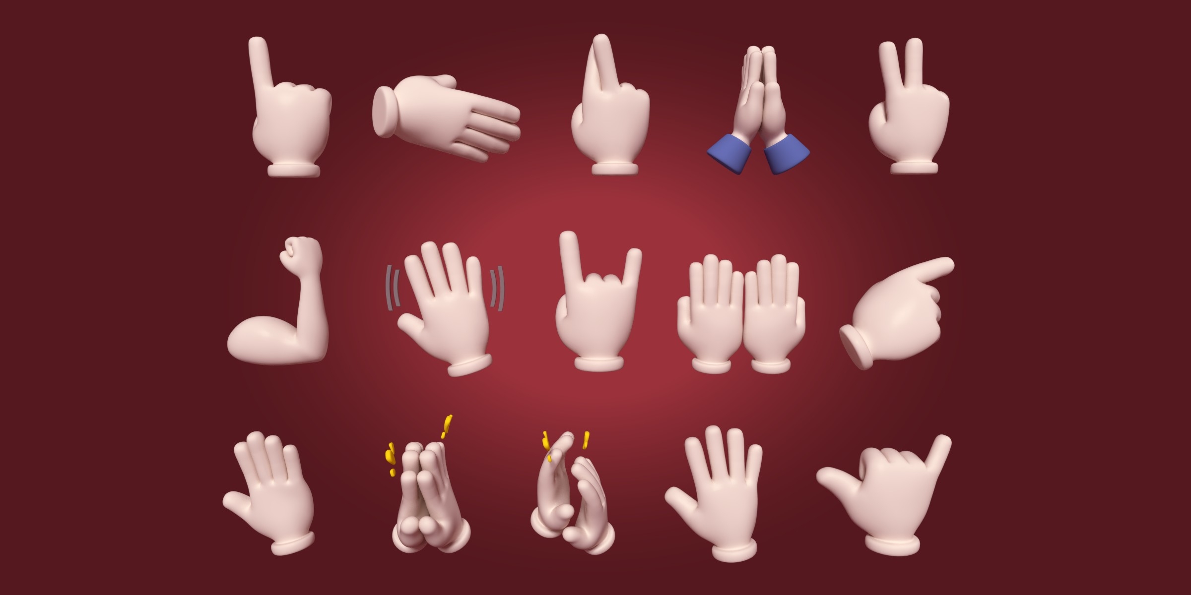 Hand Emoji Signs - Icons Pack 2 - Blender Market