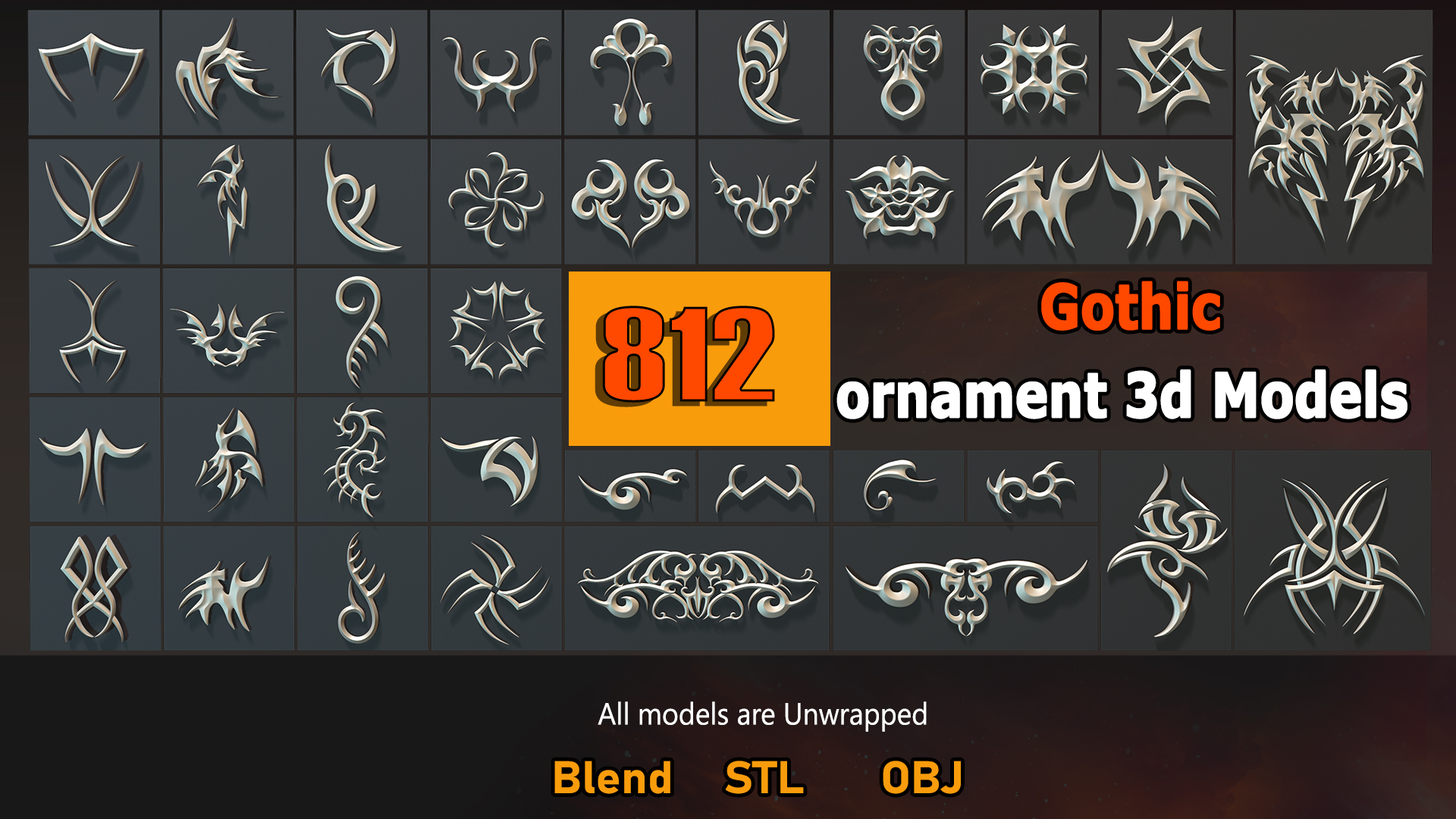 812 Gothic Ornaments/Architectural Kitbash/3d model VOL08 - Blender Market