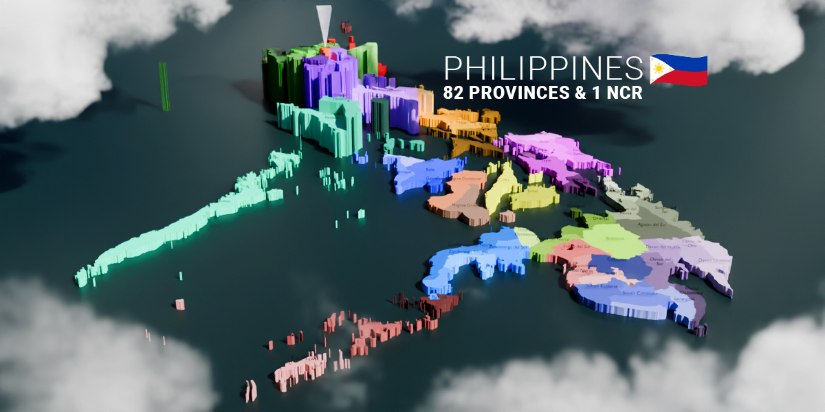 Philippines - 82 Provinces & 1 NCR Map (3D + Pre-rendered Images) - Blender Market