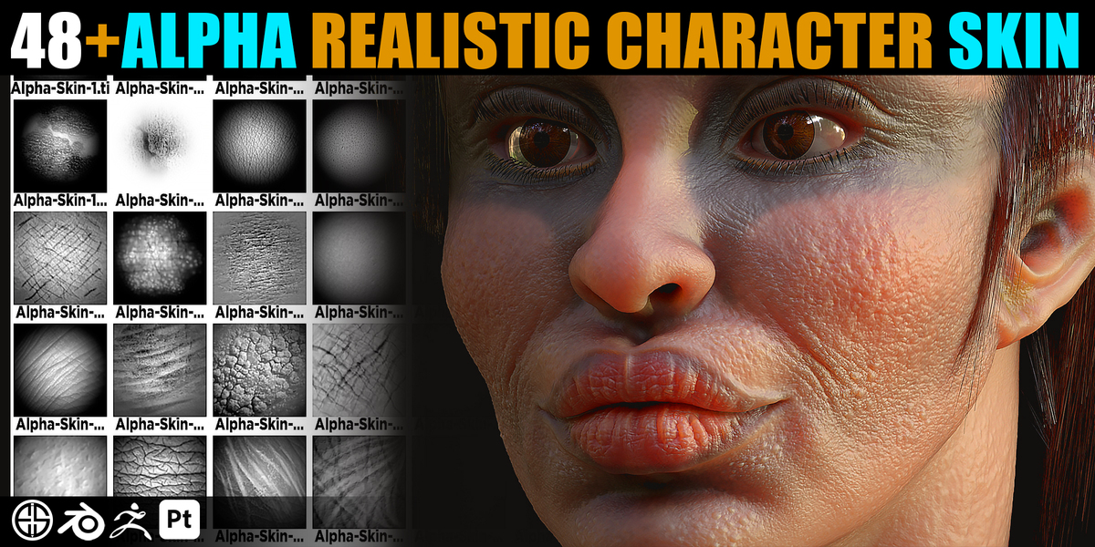 48+ALPHA REALISTIC CHARACTER SKIN - Face Skin Brush - Blender Market