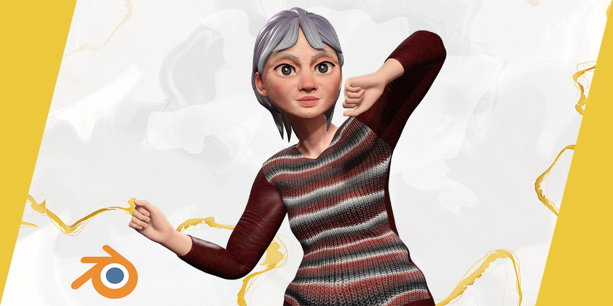 Animated mother character in winter casual outfit - Blender Market