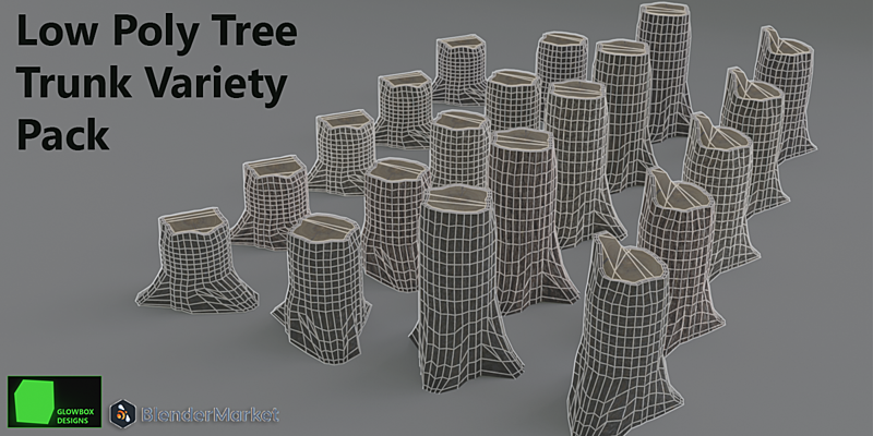 Low Poly Tree Trunk Variety Pack - Blender Market