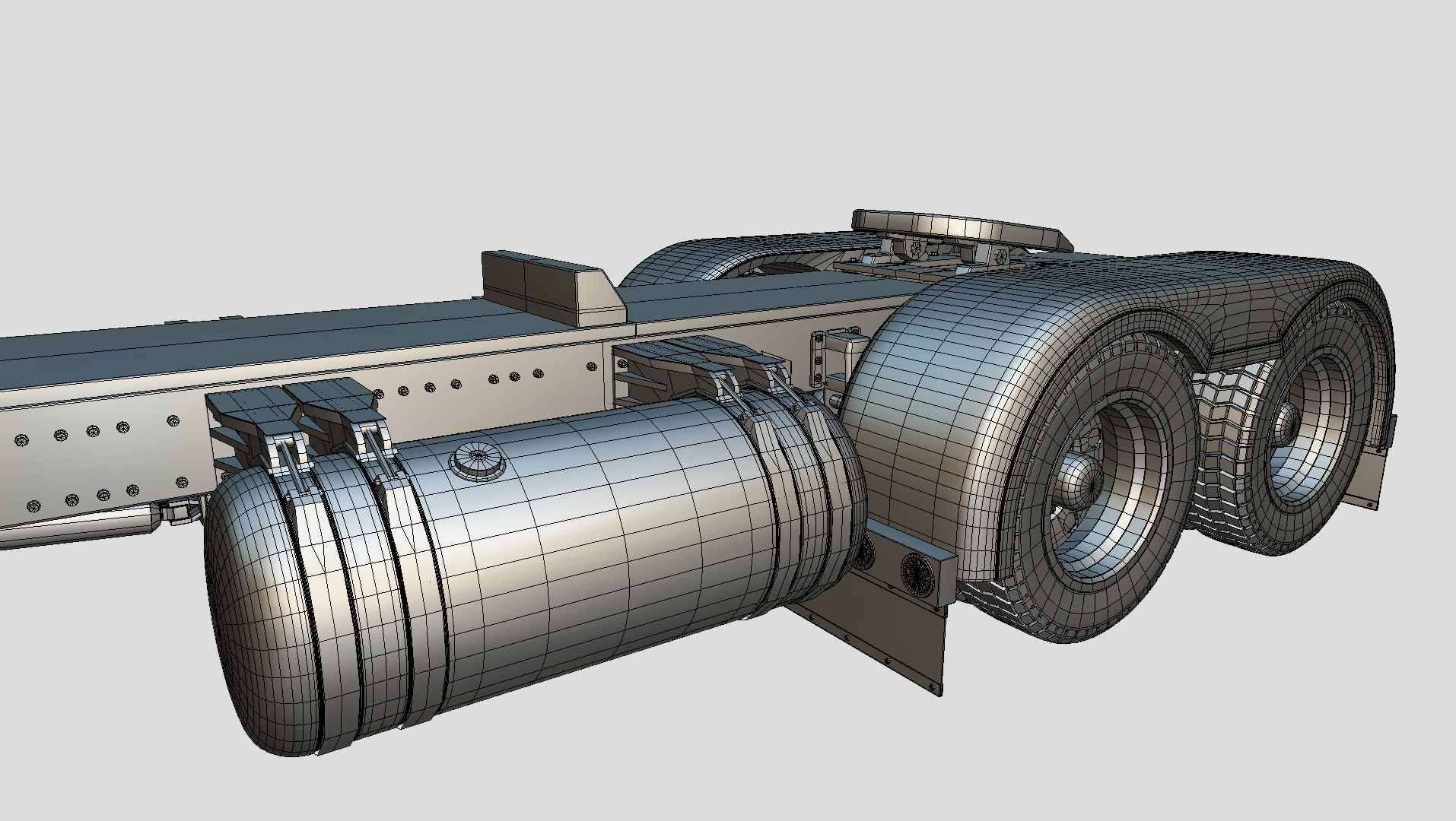 Peterbilt 351LW Chasis LowPoly 3D model air suspension 3D model ...