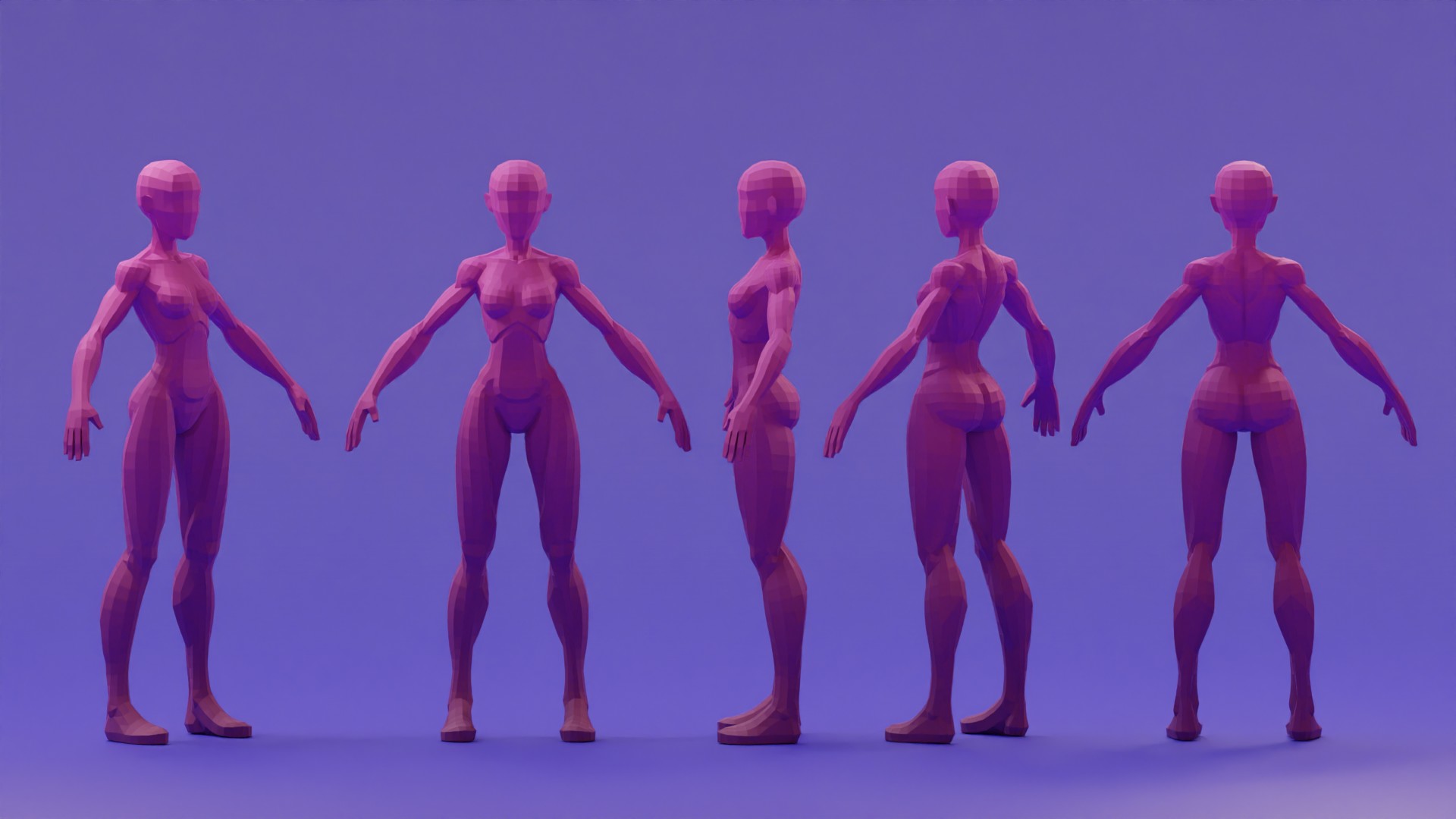 Chracter Male Female Base Mesh Stylized Low Poly 3d Model Blender Market