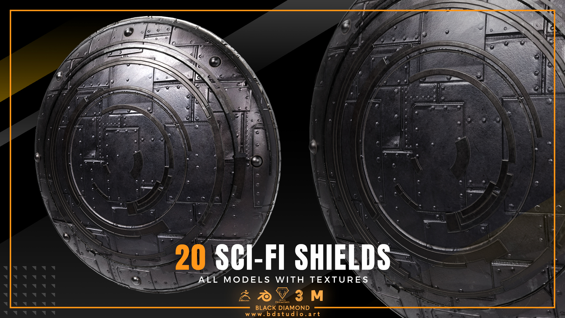20 SCI-FI SHIELDS with Textures ( For All 3D Software and ready for ...
