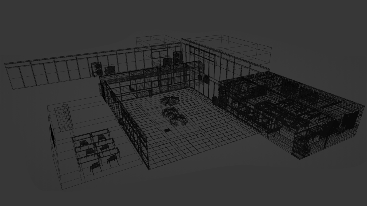Old British School Classroom and Courtyard - Blender Market