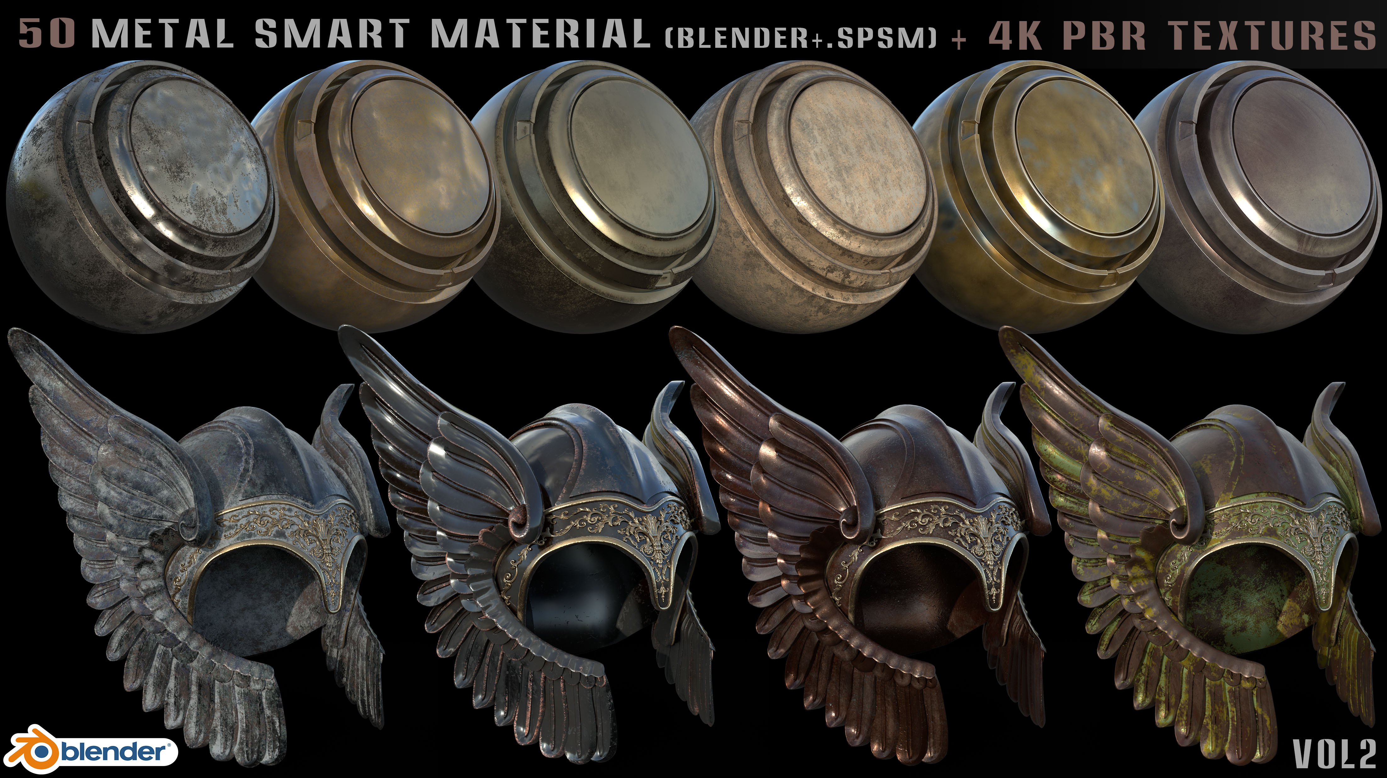 50 metal smart materials +Blender material +4k PBR textures - Vol 2 ...