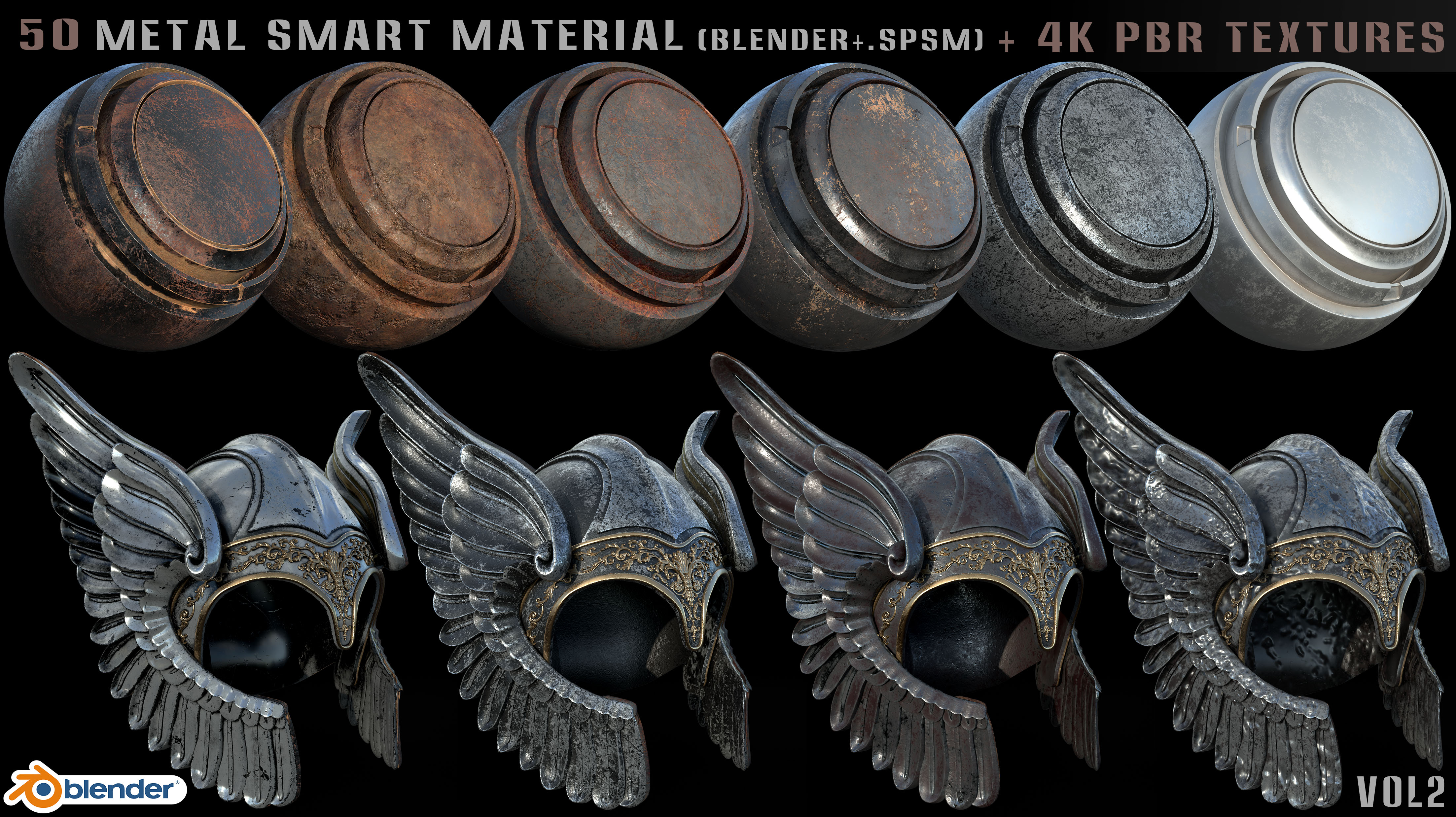 50 metal smart materials +Blender material +4k PBR textures - Vol 2 ...