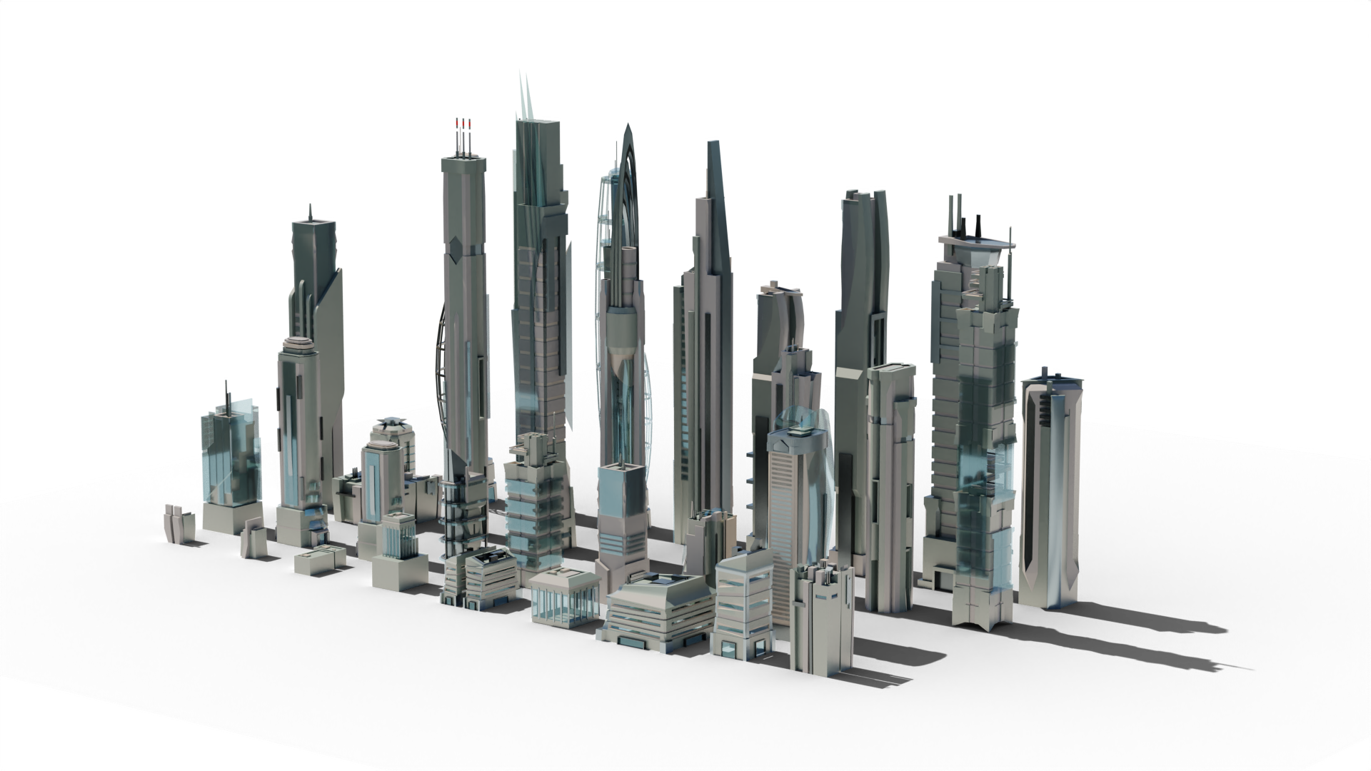 35 Futuristic Buildings VOL 1 - Blender Market