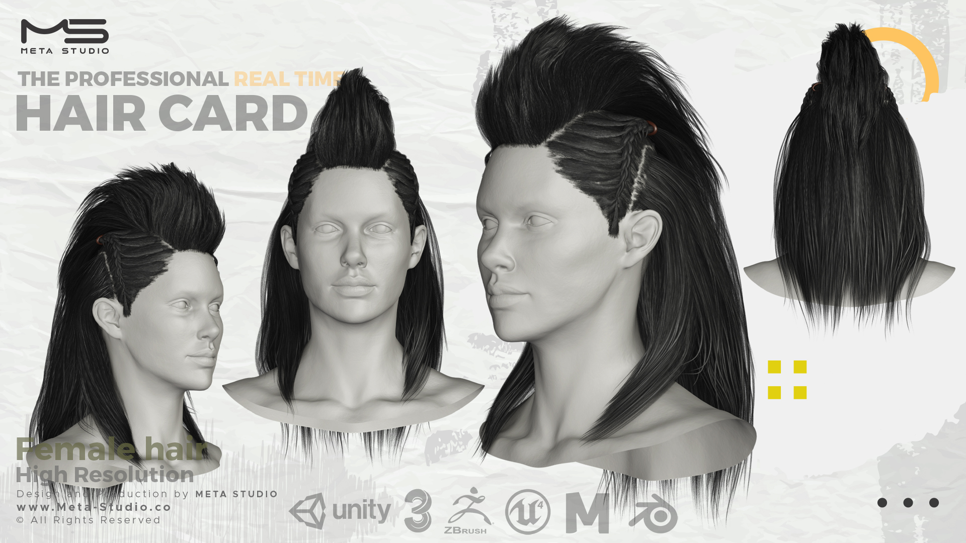 Female Hair Part 8 - Professional Realtime Hair cards - Blender Market