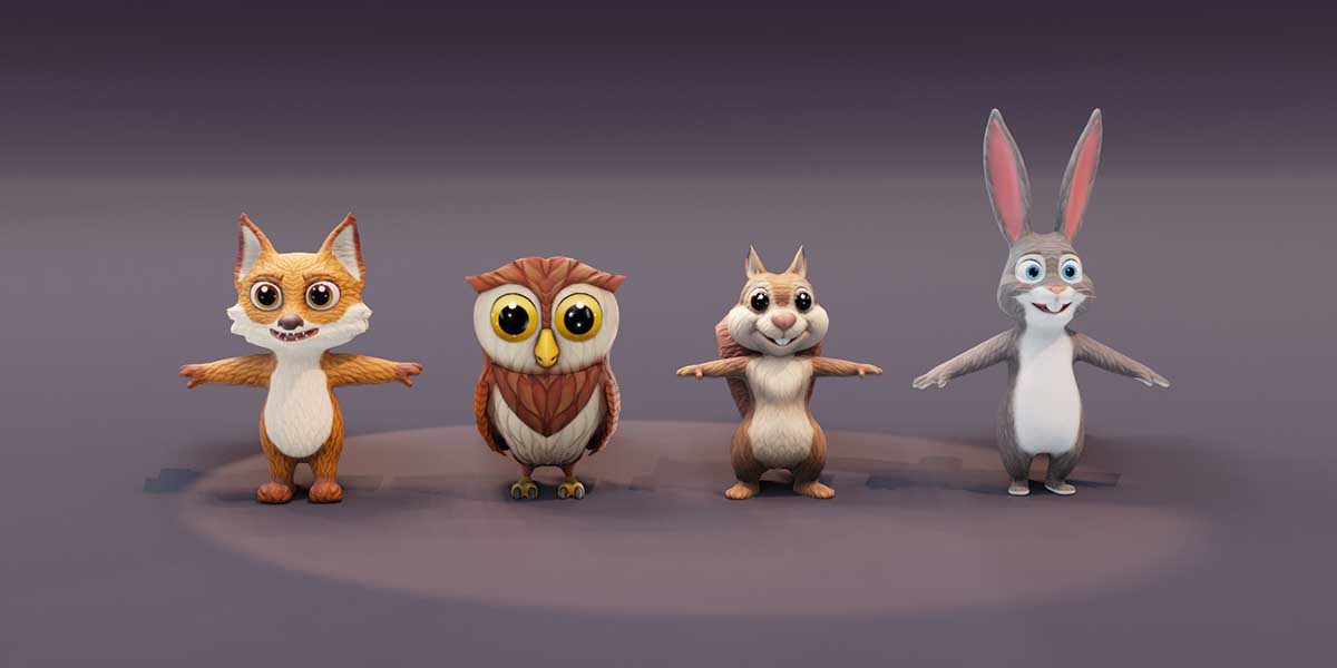 Animated Cartoon Animals 3D Models Pack #3 - Blender Market