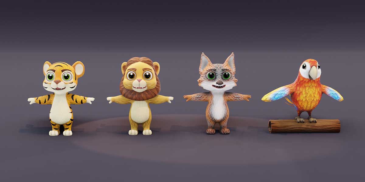 Animated Cartoon Animals 3D Models Pack #5 - Blender Market