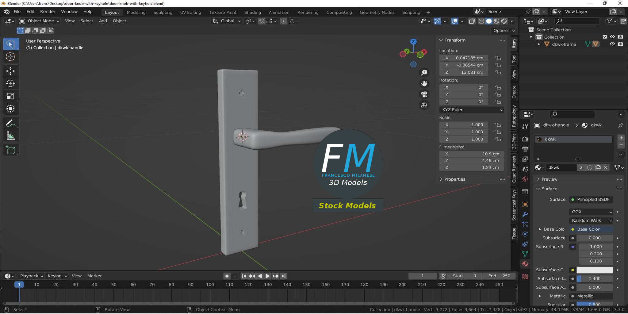 Door knob with keyhole - Blender Market