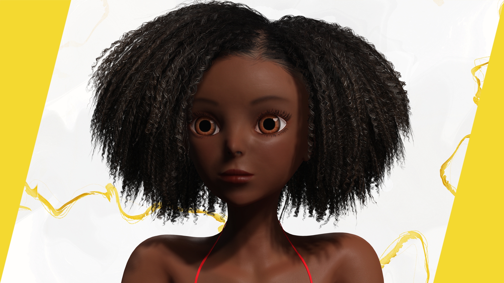 Xiv Afro American Female Character Cute African Rigged Low Poly 3d Model Blender Market