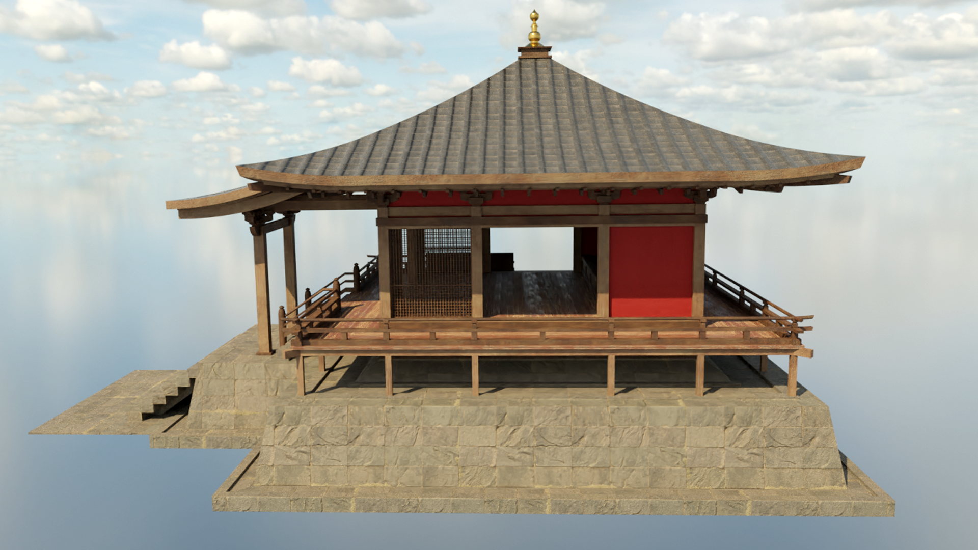 Low Poly Asian building - Blender Market