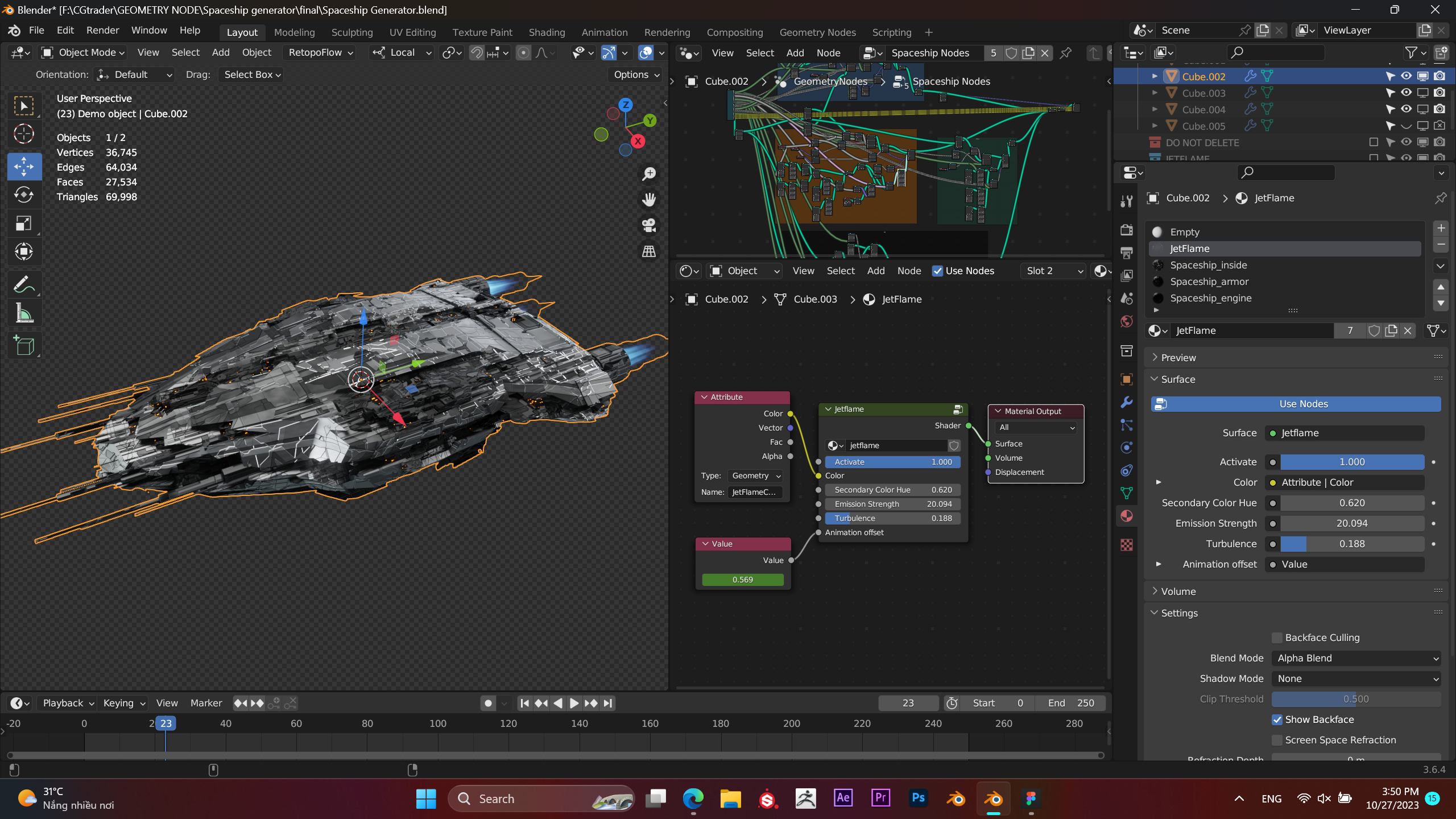 Spaceship Generator Procedural Geometry Nodes Blender Market 