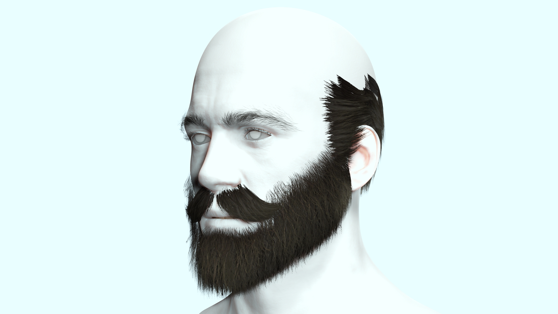 Half Blad Hair - Beard - Mustache Low-poly - Blender Market