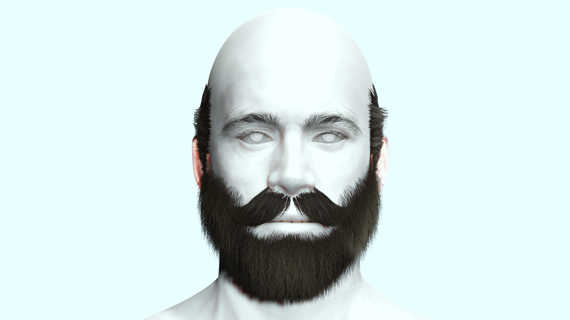 Half Blad Hair - Beard - Mustache Low-poly - Blender Market
