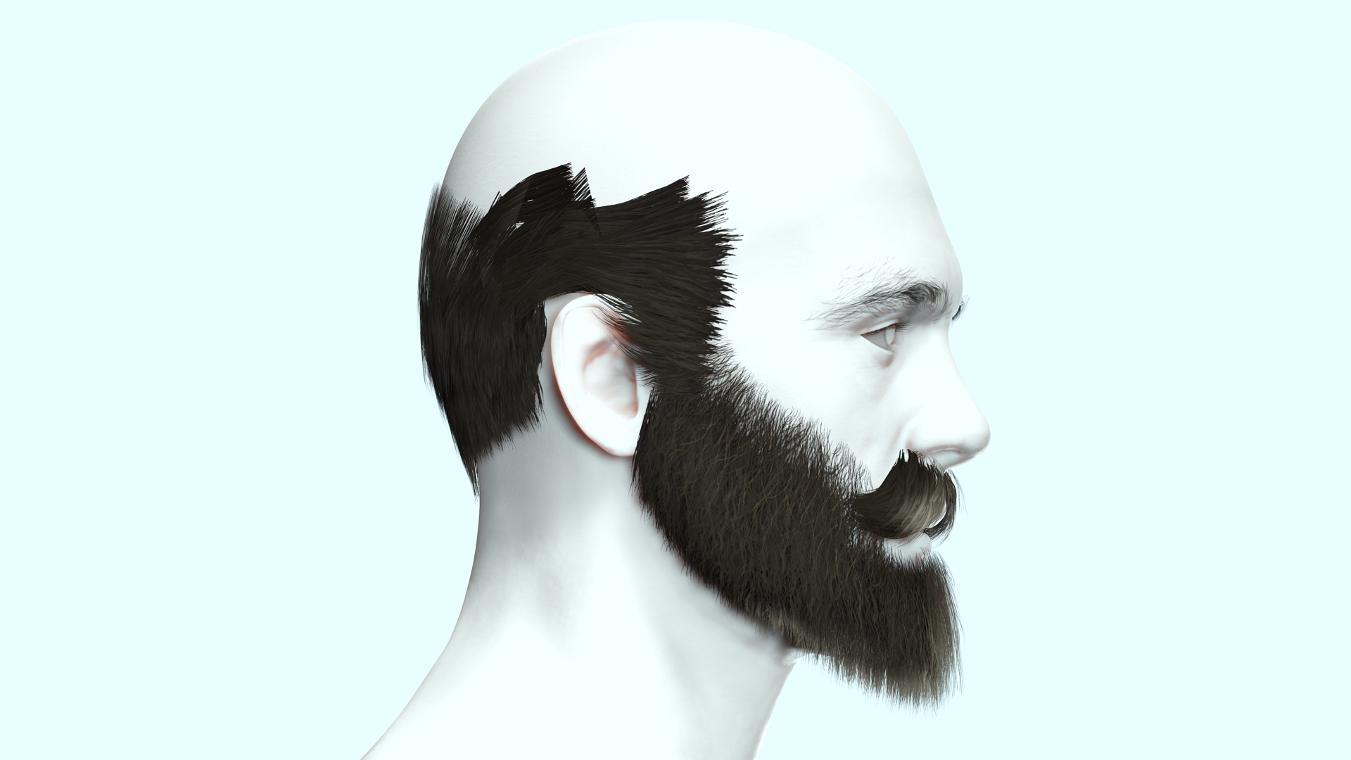 Half Blad Hair - Beard - Mustache Low-poly - Blender Market